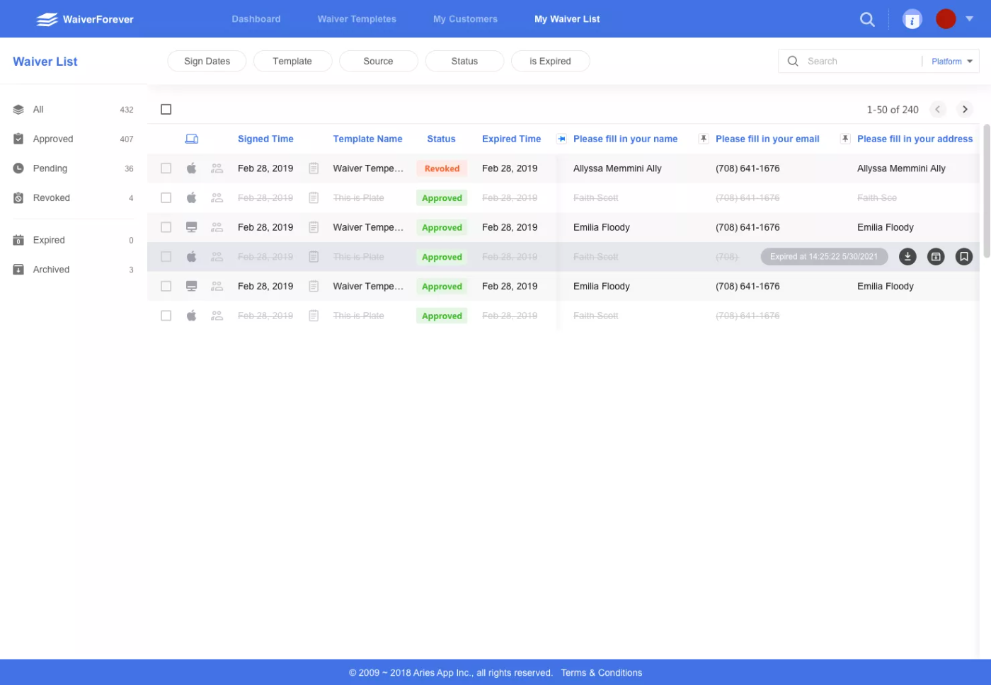 New Waiver Expiration Feature